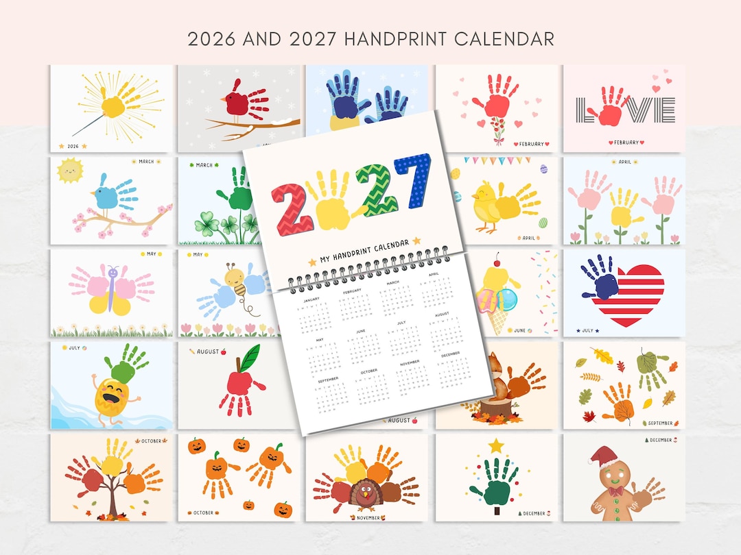 2026-2027 Handprint Calendar, Printable Handprint Calendar, Kids ...