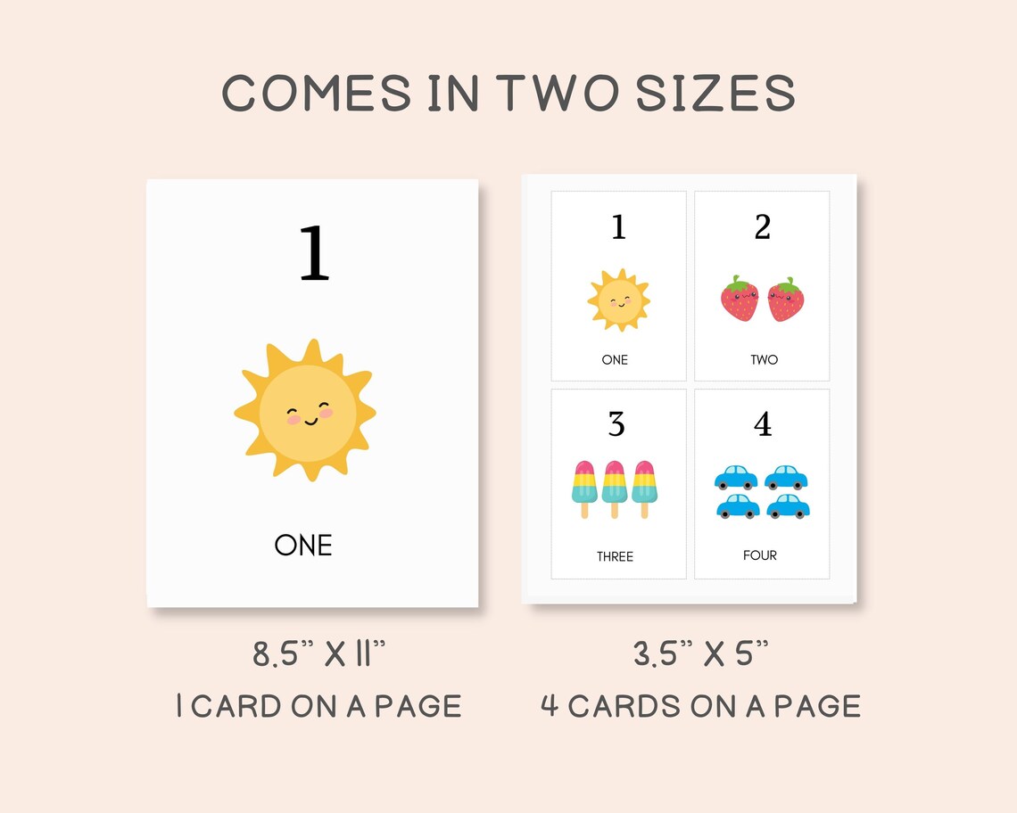 Number Flashcards Counting Cards Printable Number Flash - Etsy