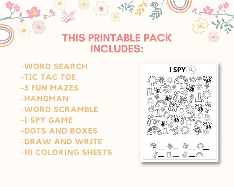 Spring Activity Printable Spring Coloring Pages Spring - Etsy