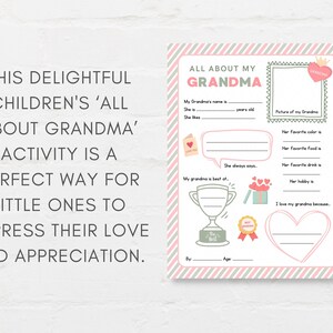 All About My Grandma, Grandma Printable, Grandma Birthday, Kids Grandma ...