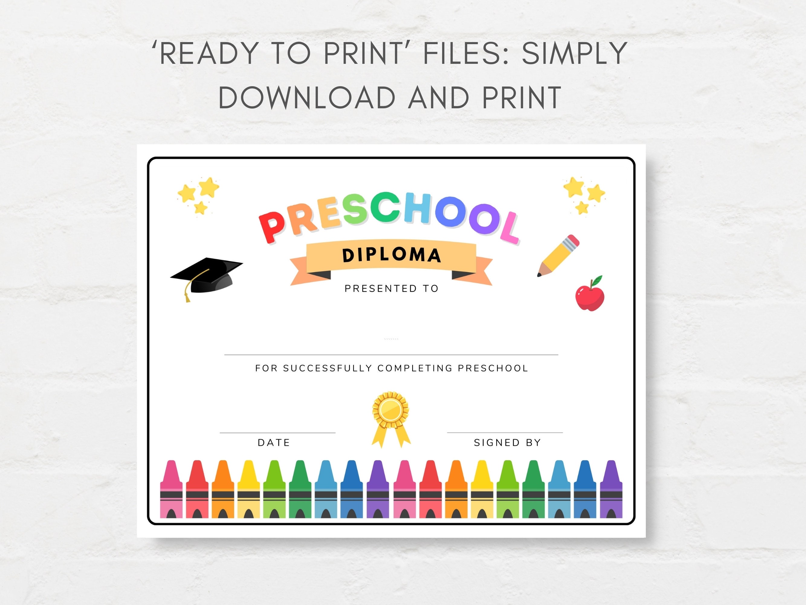 Preschool Graduation Certificate, Editable Preschool Certificate ...