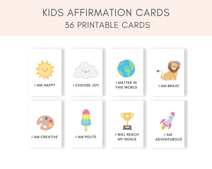 Kids Positive Affirmation Cards Set. Mindfulness Gift for Children to ...