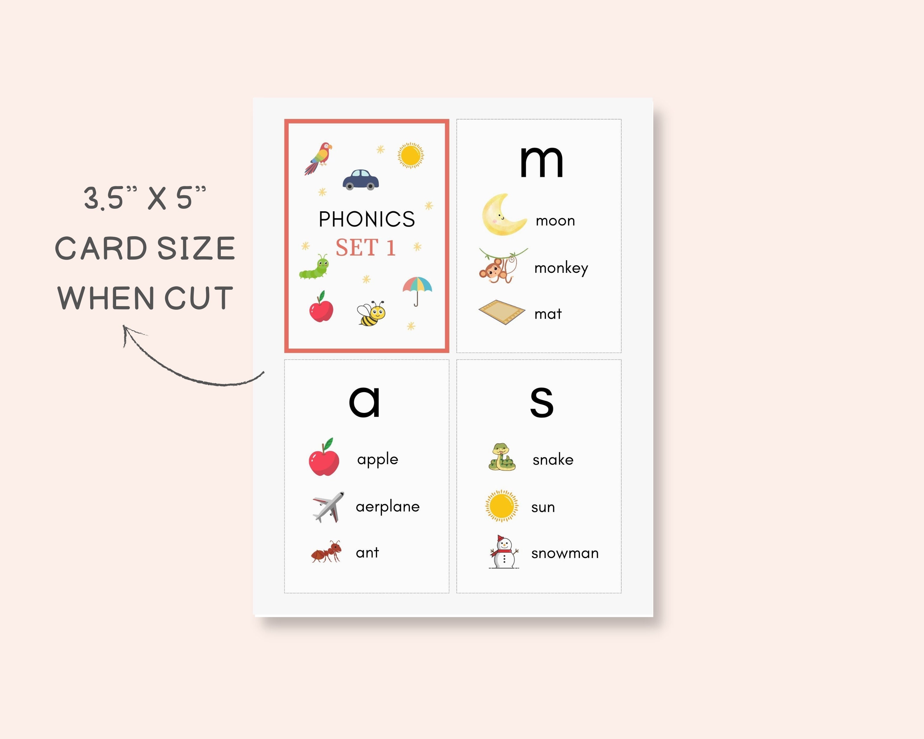 Phonics Flashcards, Set 1, Set 2, Set 3, Phonics Printable, Printable ...