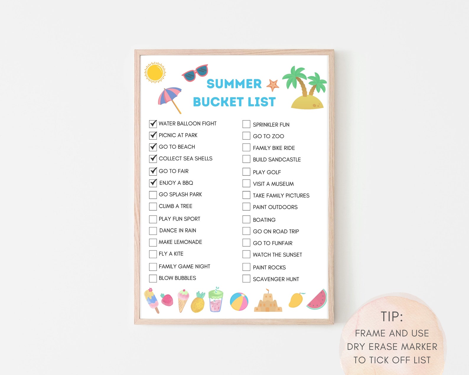 Summer Bucket List Printable, Kids Summer Activity, Summer Checklist ...