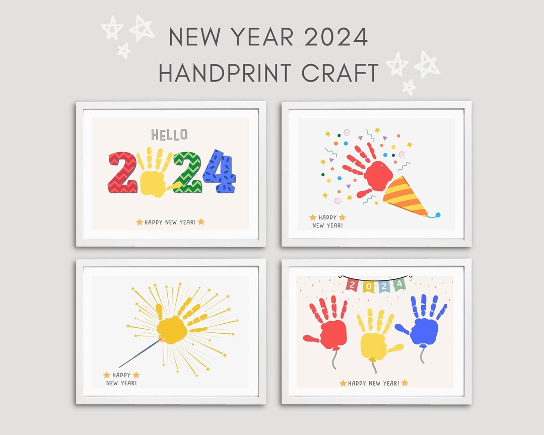New Years Handprint Printable, 2024 Handprint Craft, Happy New Year ...