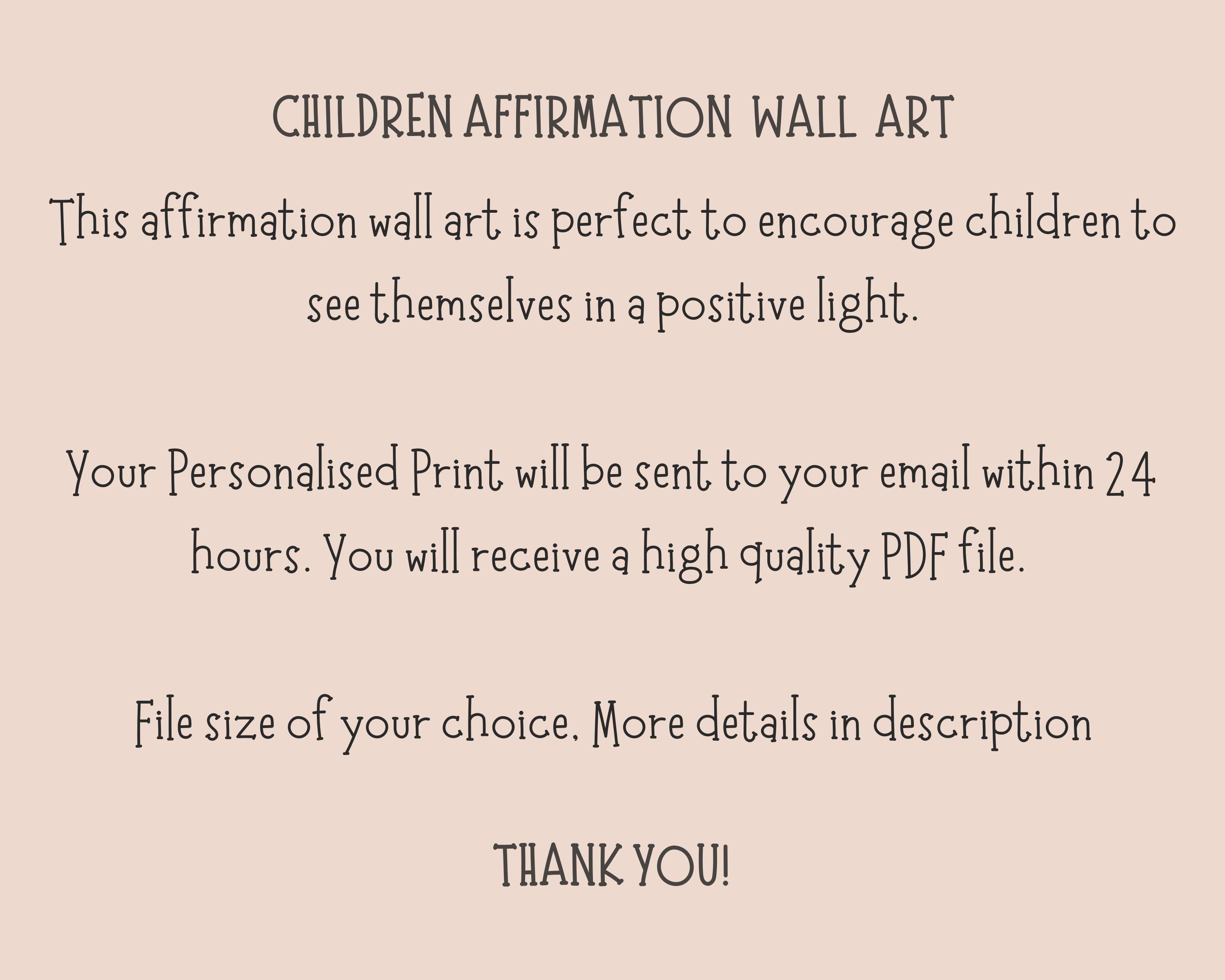 Kids Affirmations Printable Children Affirmation Wall Art - Etsy