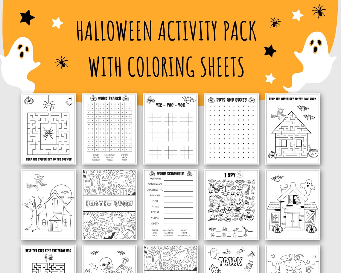 Halloween Activity Printable Halloween Coloring Halloween - Etsy