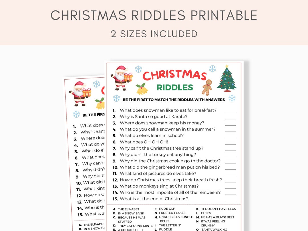 Christmas Riddles, Printable Christmas Party Games, Christmas Activity ...