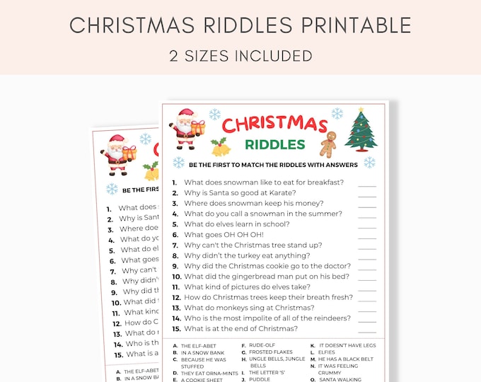 Christmas Riddles for Christmas Party Game Printable Christmas Games ...
