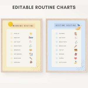 Bedtime Routine Chart, Morning Board, Editable Routine Chart, Routine ...