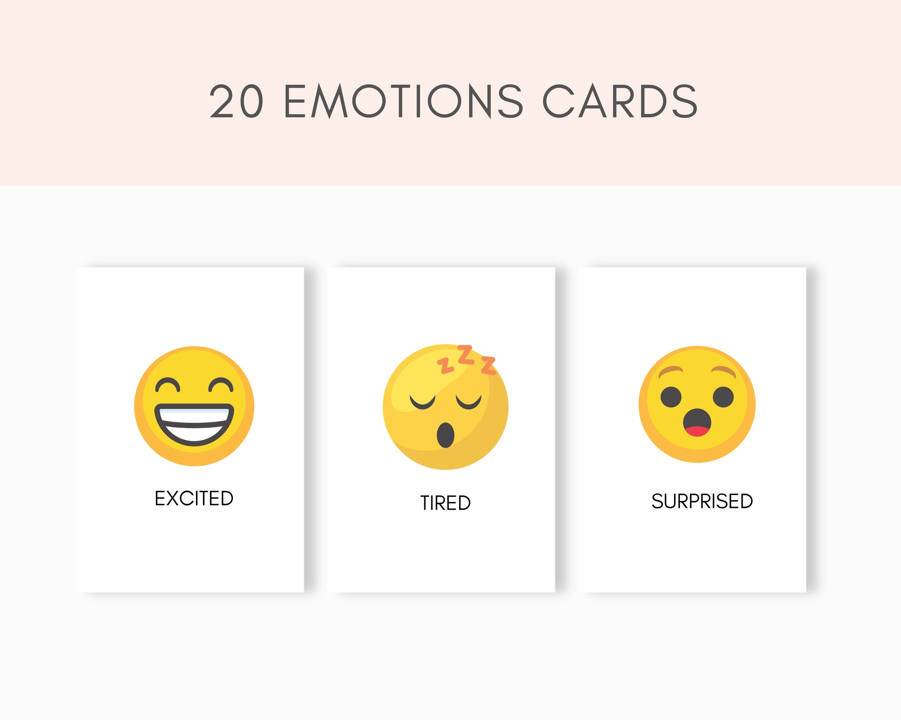 Emotion Flashcards Printable Flashcards Emoji Flashcards - Etsy Canada