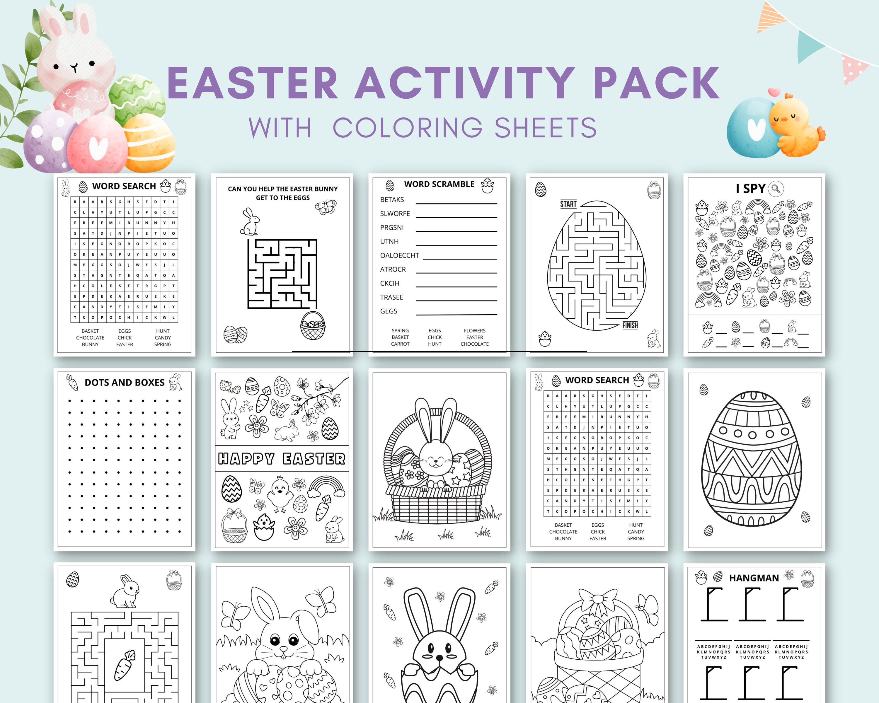 Easter Activity Printable Easter Games Easter Word Search - Etsy