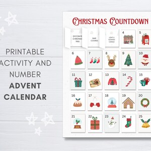 Printable Advent Calendar, Christmas Countdown, Advent Kids Activities ...