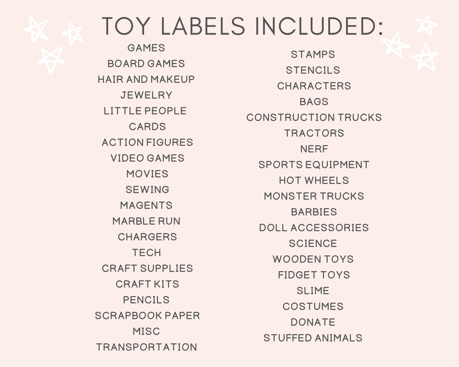 Toy Labels Printable, Toy Organization, Toy Storage, Organization ...