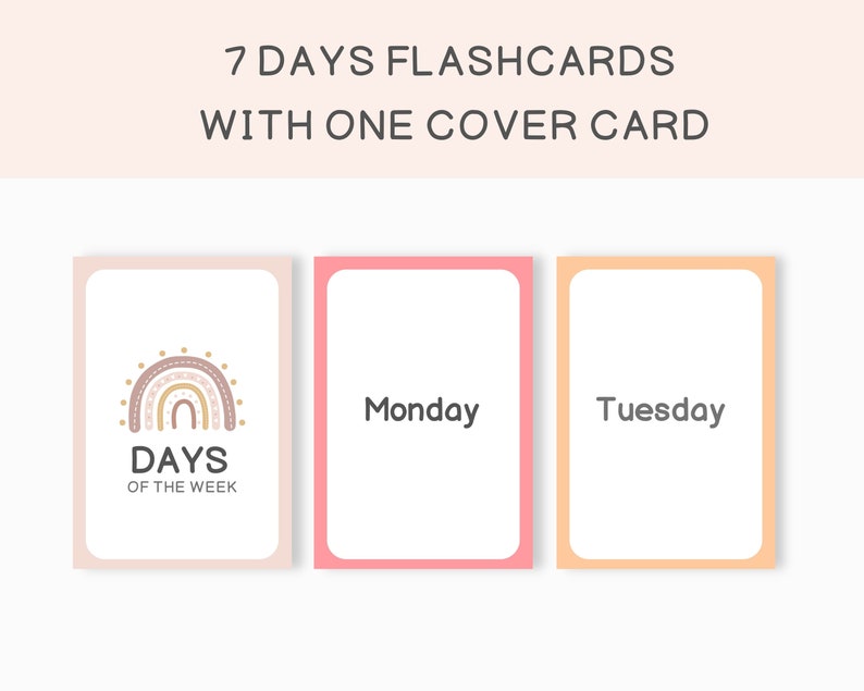 Days of the Week Flashcards, Flash Cards Printable, Days of the Week ...