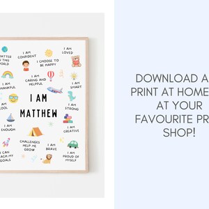 Boys Affirmations Wall Art, Children Affirmation Wall Art, Positive ...