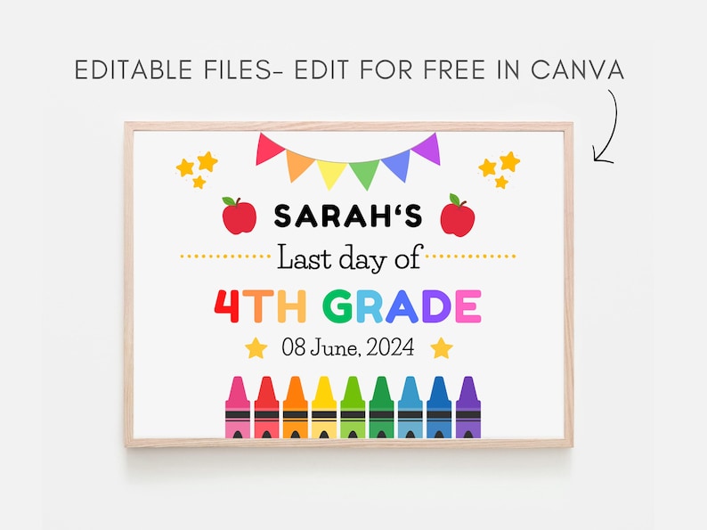 First Day of 4th Grade, Last Day of 4th Grade, First and Last Day of ...