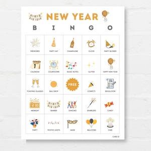 New Year Bingo Printable, New Year Game, New Year Activity, Kids New ...
