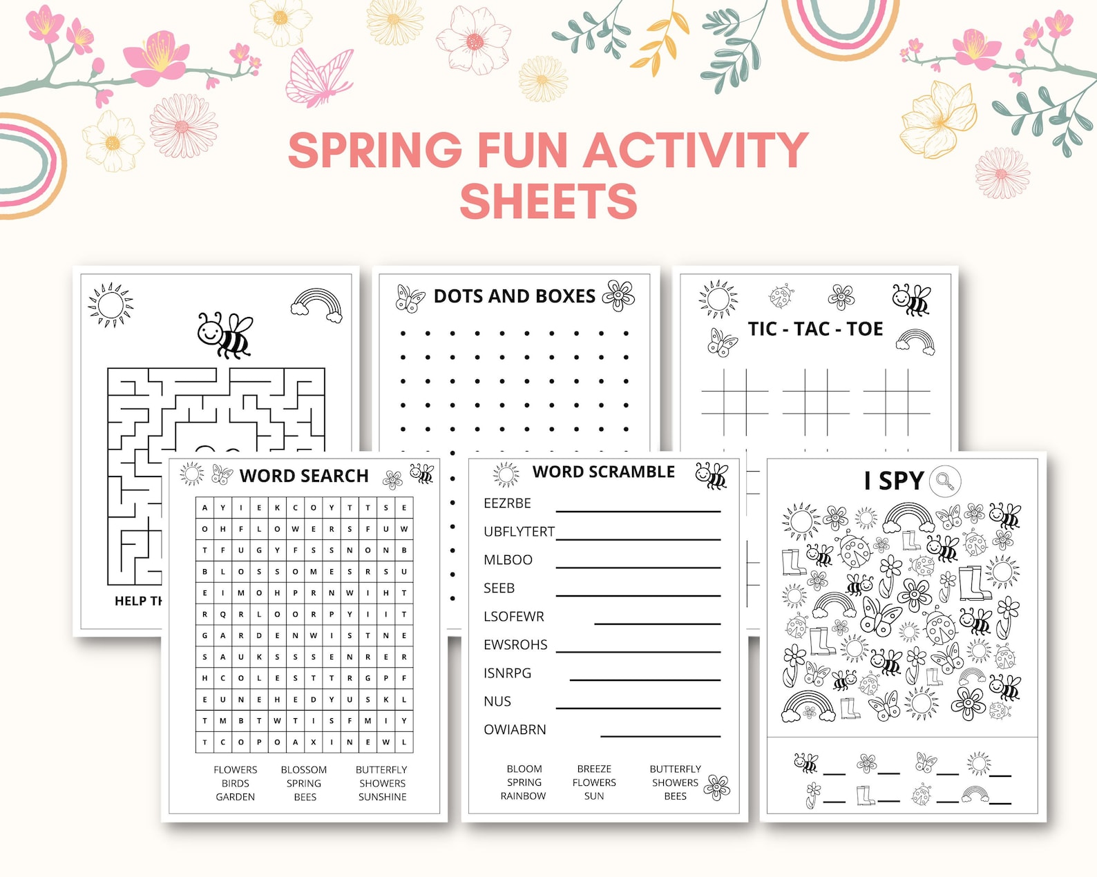 Spring Activity Printable Spring Coloring Pages Spring - Etsy