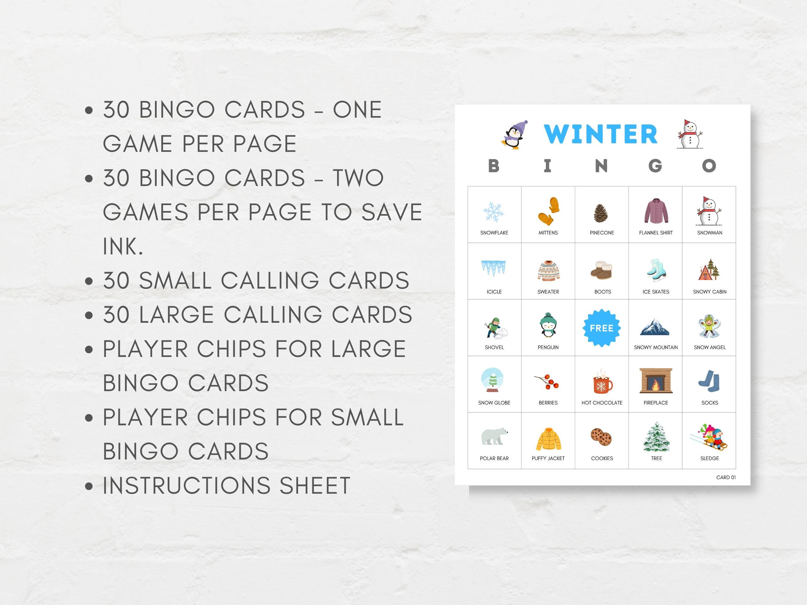 Winter Bingo, Winter Activity, Winter Bingo Printable Game, Winter ...
