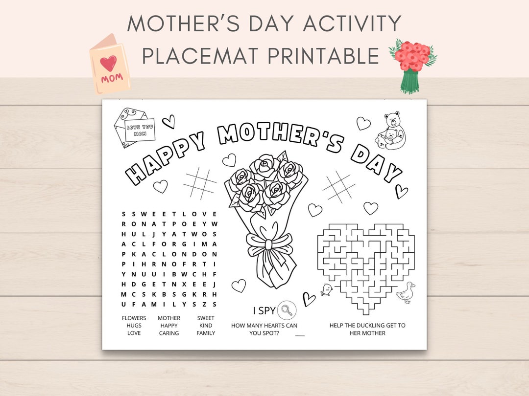 Mother’s Day Activity Placemat, Mother’s Day Activity, Kids Activities ...