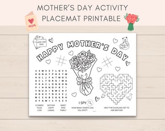 Printable Mother's Day Kid's Activities Mother's - Etsy