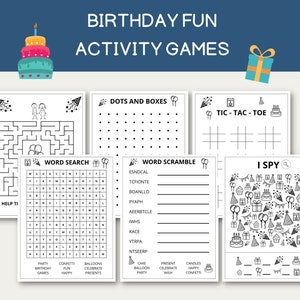 Birthday Activity Book, Kids Birthday Games, Birthday Coloring ...