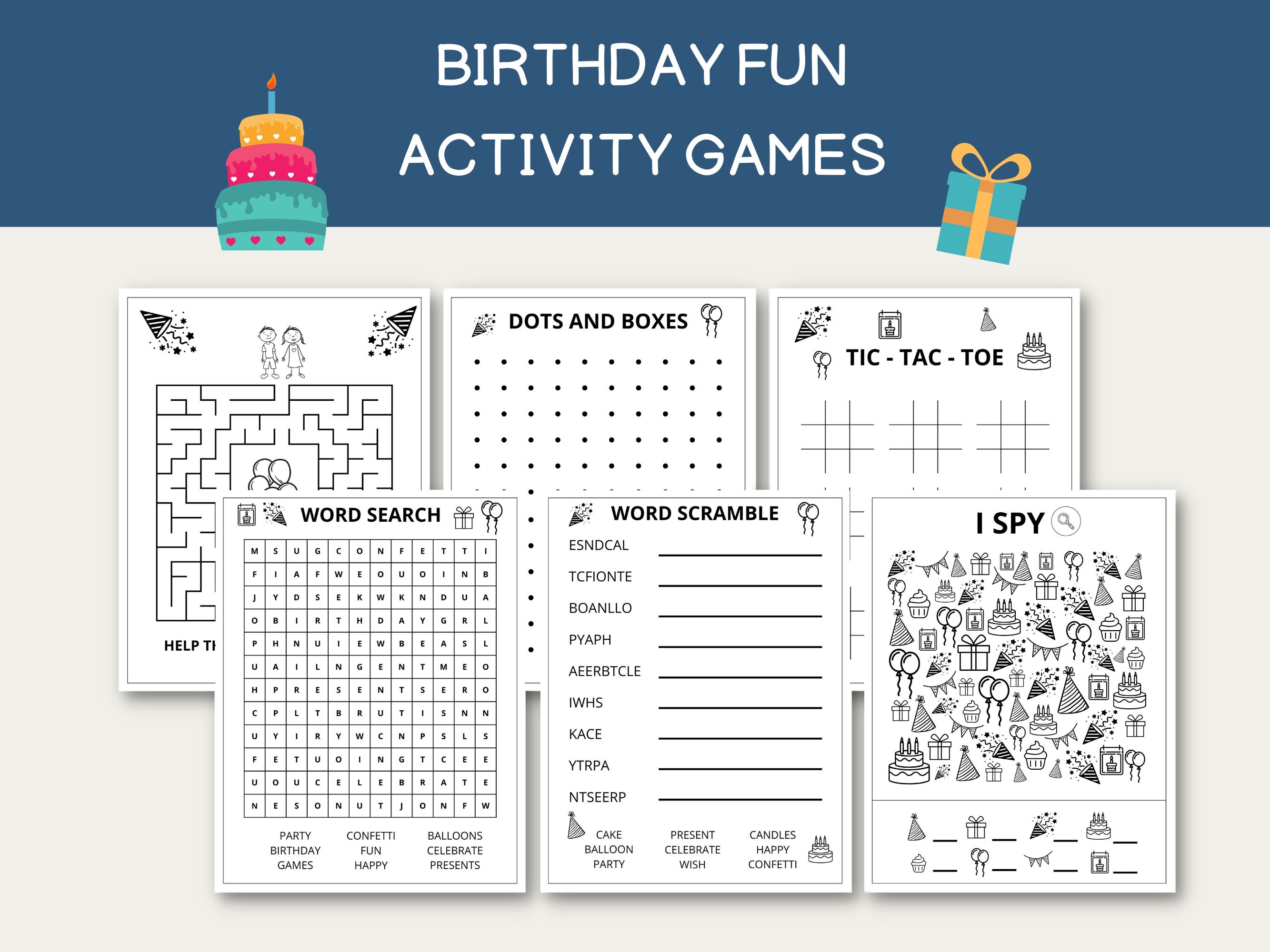 Birthday Activity Book, Kids Birthday Games, Birthday Coloring ...