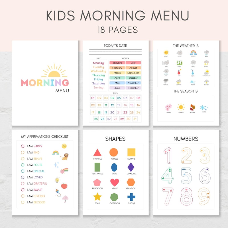 Printable Homeschool Morning Menu - Etsy
