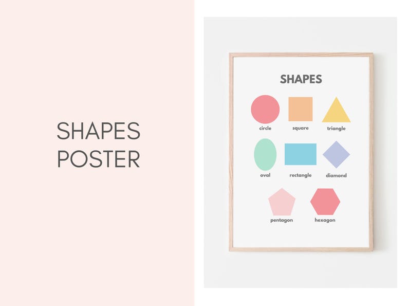 Shapes Poster Printable, Shapes Chart, Educational Shape Wall Art ...