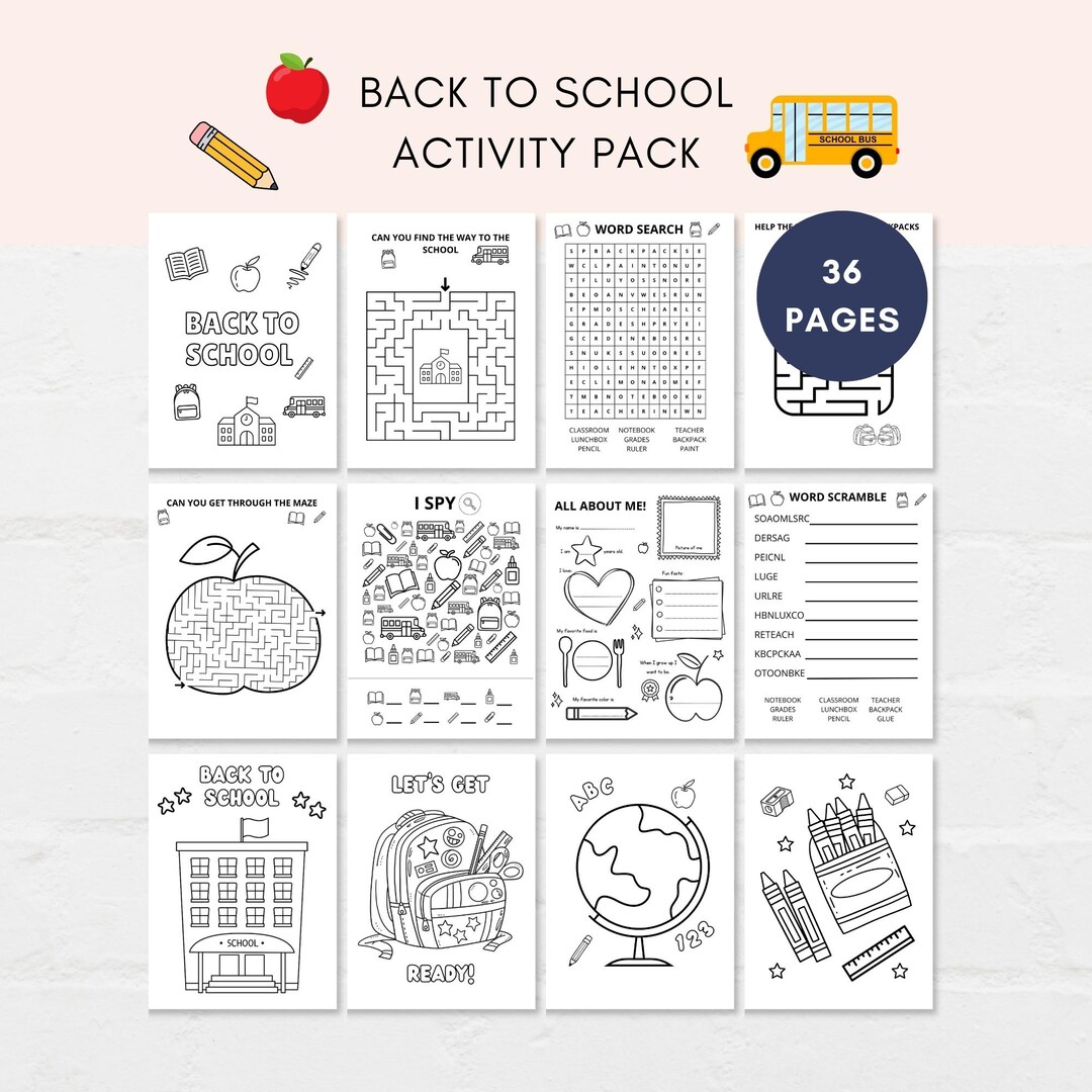 Back to School Activity Pack, Back to School Coloring, First Day of ...