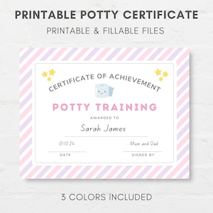 Potty Certificate Printable, Editable Potty Certificate, Potty Training ...
