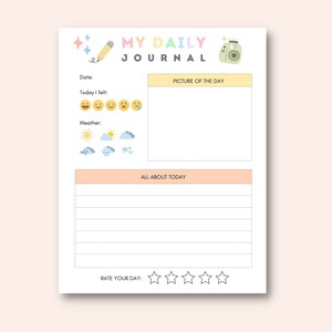 Daily Journal for Kids, Kids Daily Journal, Kids Journal Printable ...
