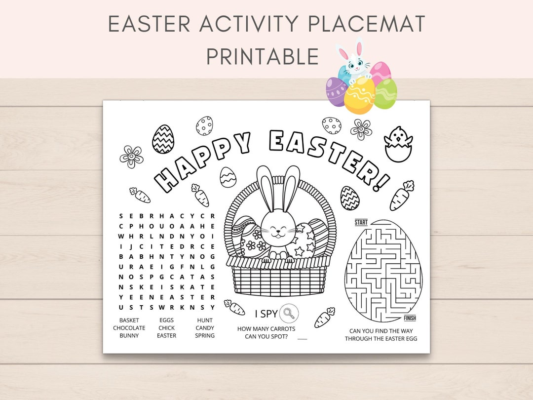 Easter Activity Placemat, Easter Games, Printable Easter, Printable ...