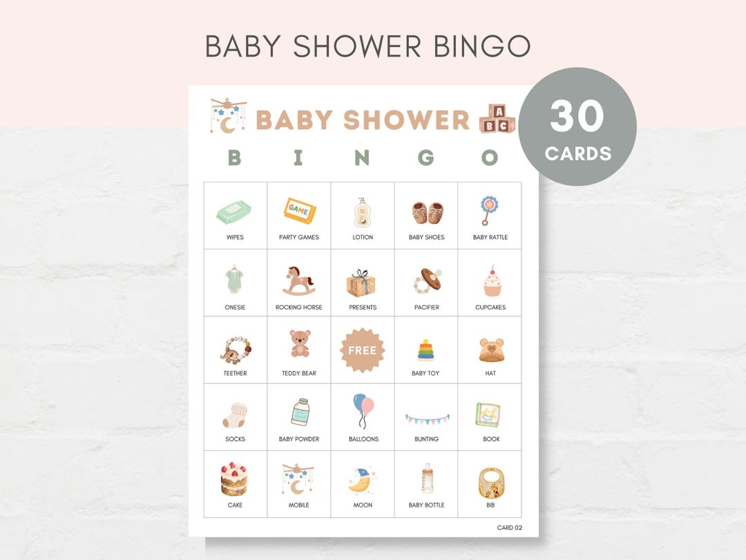 Baby Shower Bingo, Baby Shower Games, Baby Shower Activity, Baby Shower ...