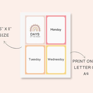 Days of the Week Flashcards, Flash Cards Printable, Days of the Week ...