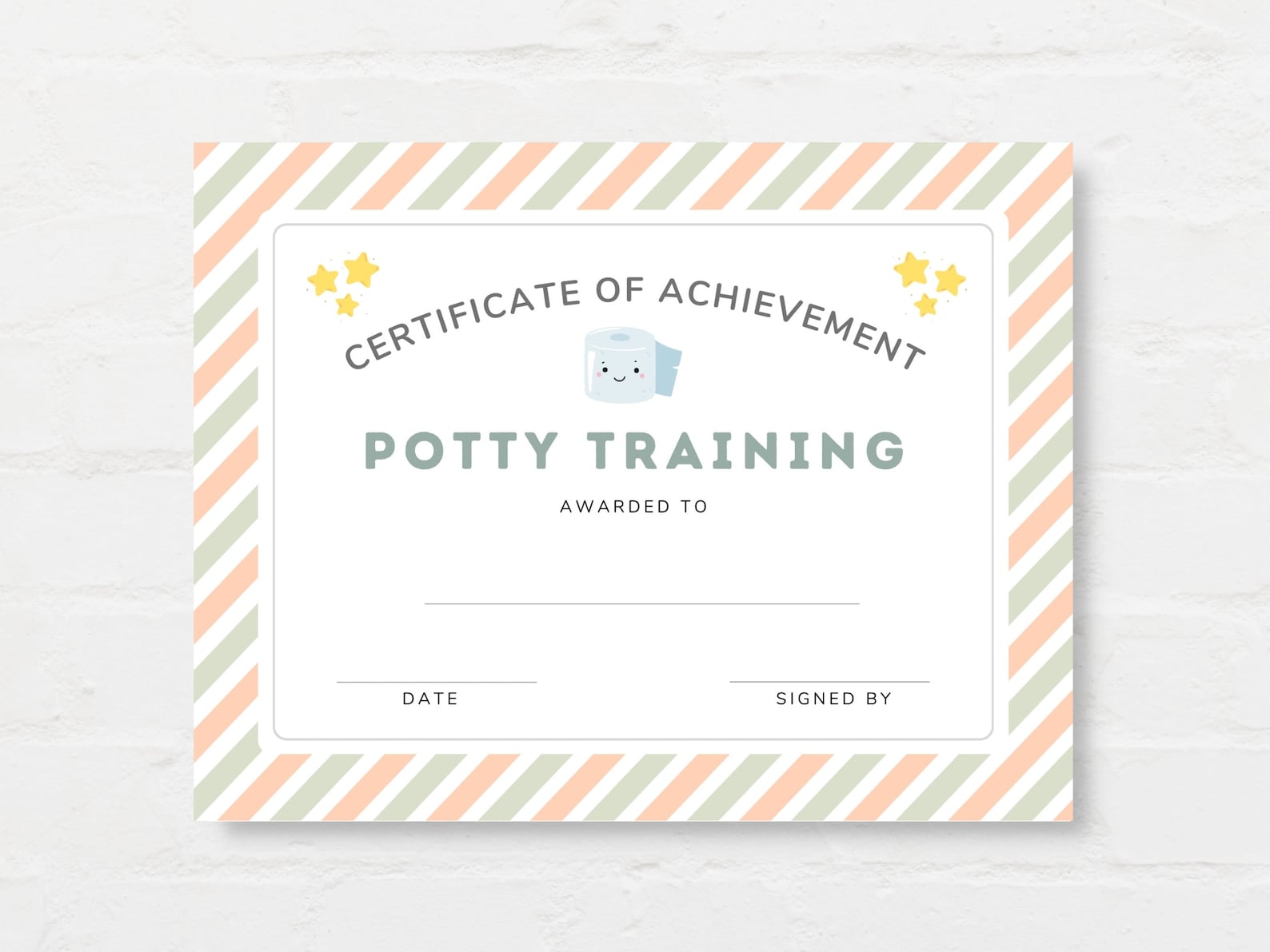 Potty Certificate Printable, Editable Potty Certificate, Potty Training ...
