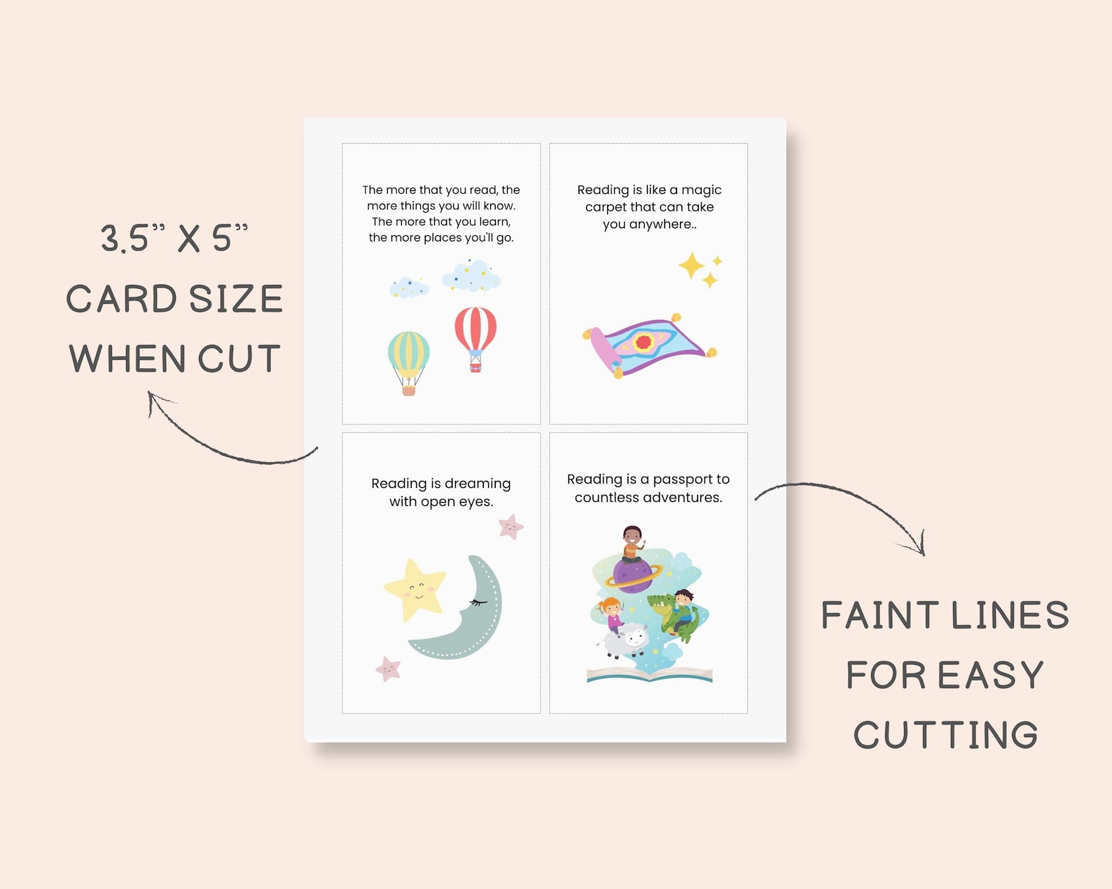 Reading Quotes Cards for Kids, Reading Quotes, Inspiring Reading Quotes ...