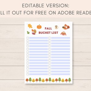 Fall Bucket List Printable, Editable Bucket List, Fall Fun Activities ...
