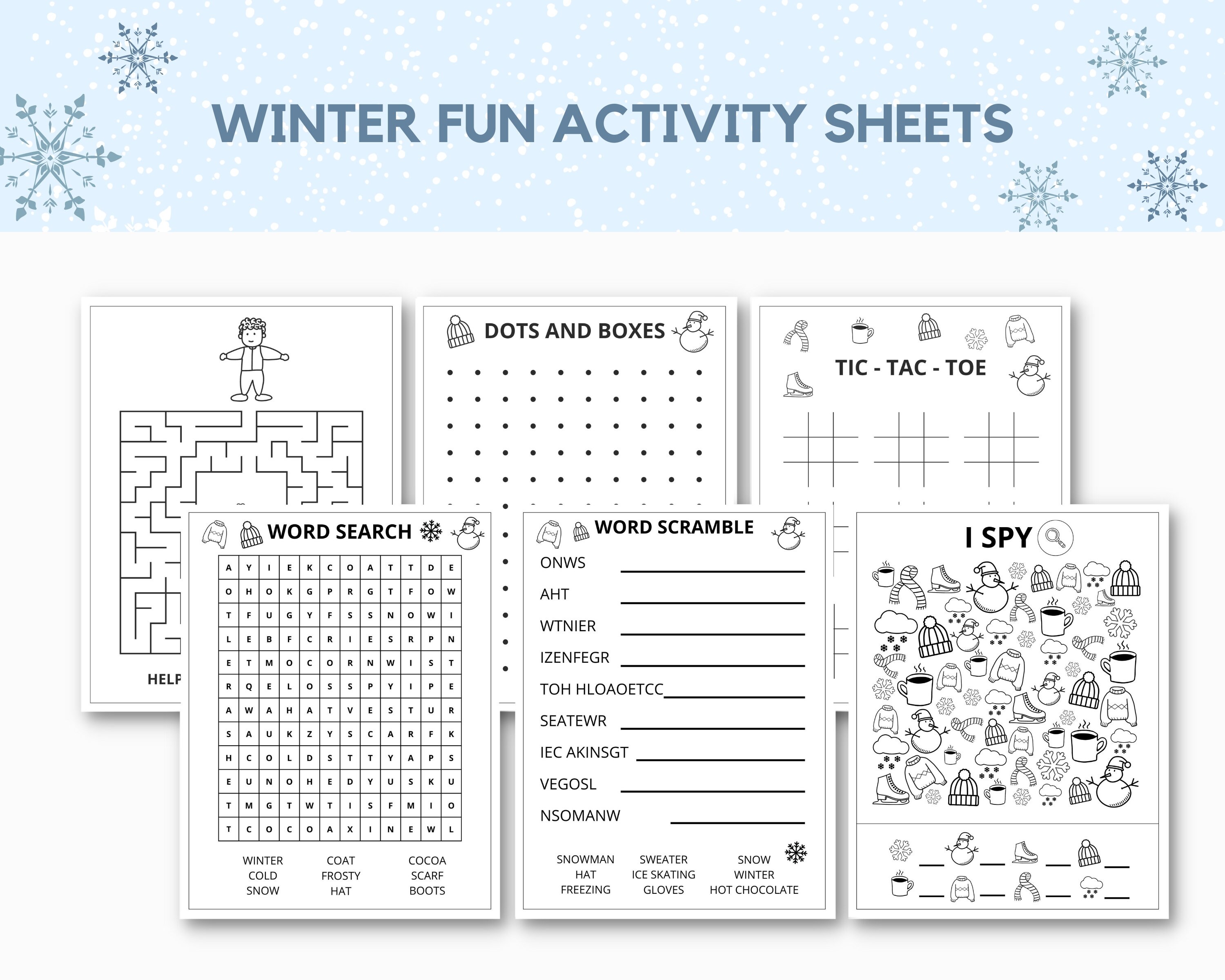 Winter Activity Printable Winter Games Winter Printable - Etsy