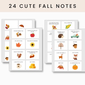 Fall Lunchbox Notes, Lunch Box Notes Printable, Lunch Notes for Kids ...