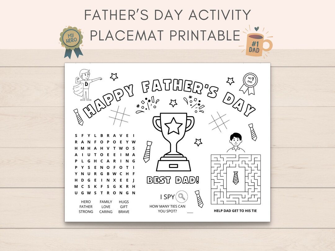 Father’s Day Activity Placemat, Father Day Activity, Kids Activities ...
