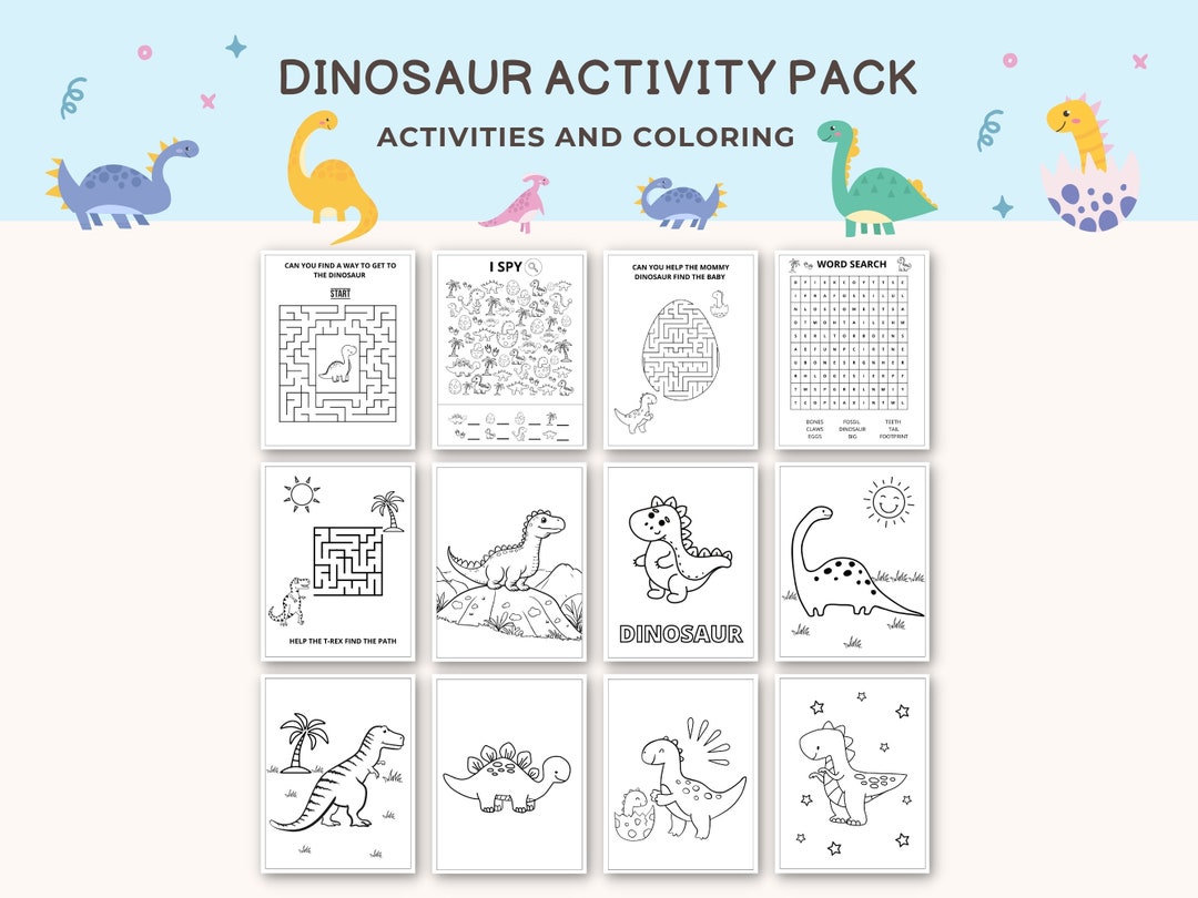 Dinosaur Activity Pack, Dinosaur Coloring Pages, Dinosaur Games ...
