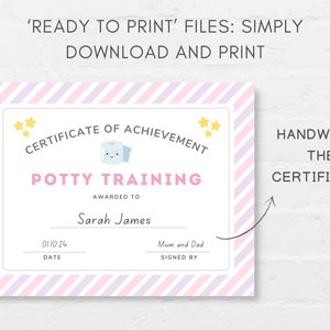 Potty Chart Printable, Potty Training Chart, Potty Certificate, Potty ...