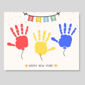 New Years Handprint Printable, 2025 Handprint Craft, Happy New Year ...