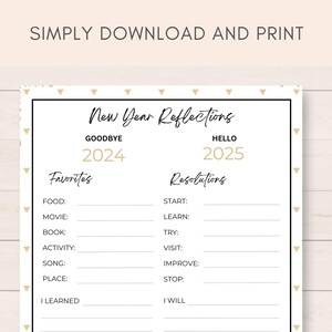 New Years Resolution Printable, Kids Year in Review, New Years Eve Game ...