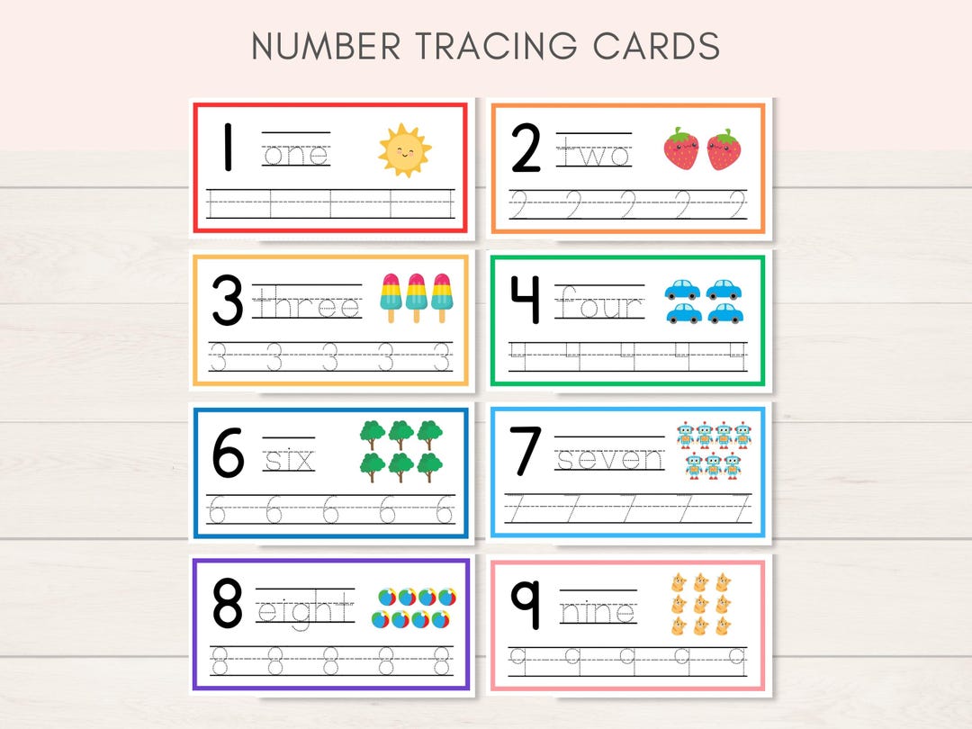 Number Tracing Cards, Number Practice, Handwriting Practice, Preschool ...