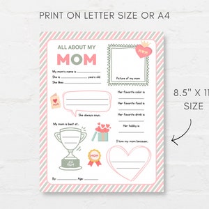 All About Mom Printable, Mother’s Day Questionnaire, All About My Mom ...