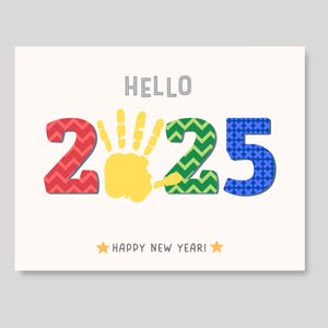 New Years Handprint Printable, 2025 Handprint Craft, Happy New Year ...