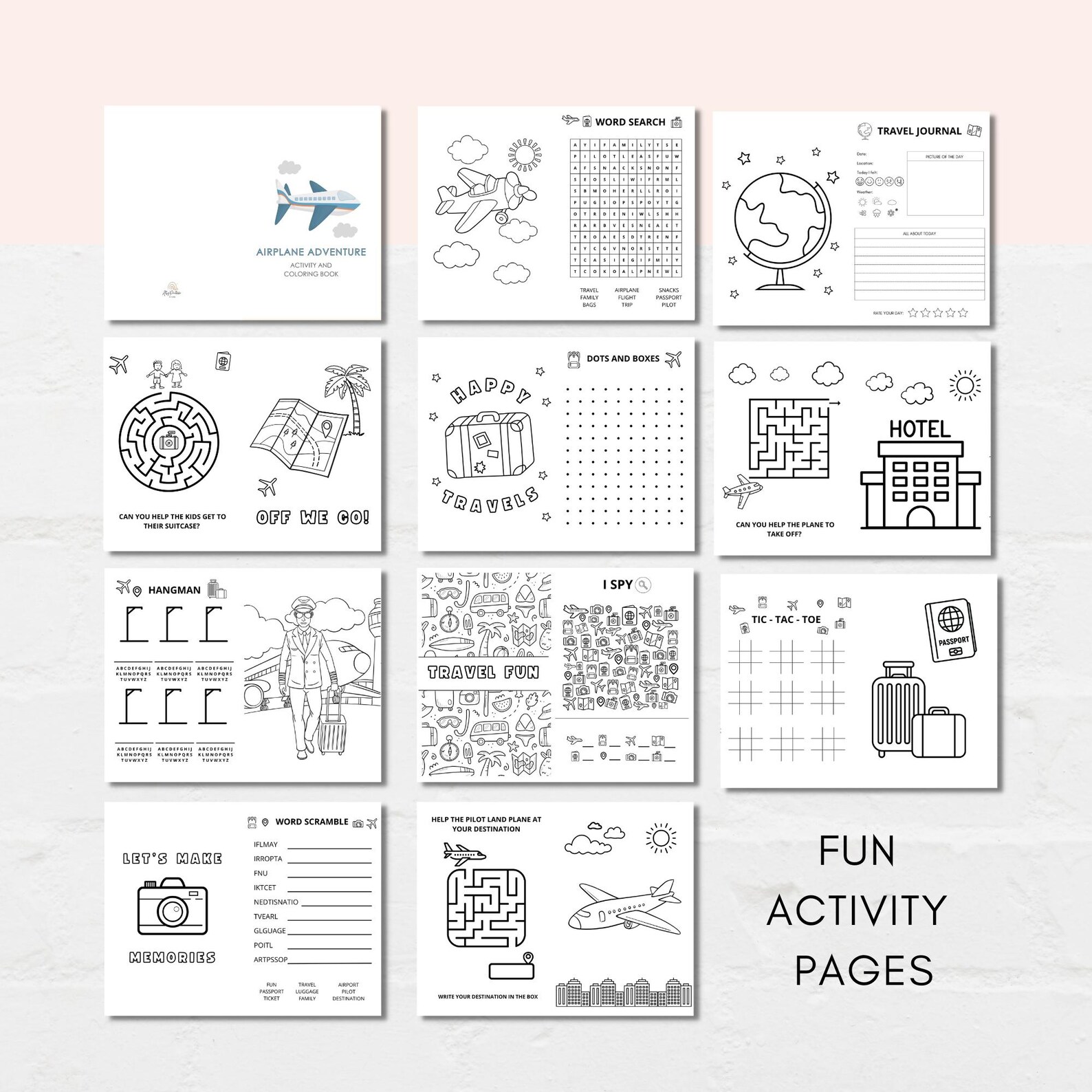 Airplane Activity Book, Travel Activities for Kids, Travel Activity ...
